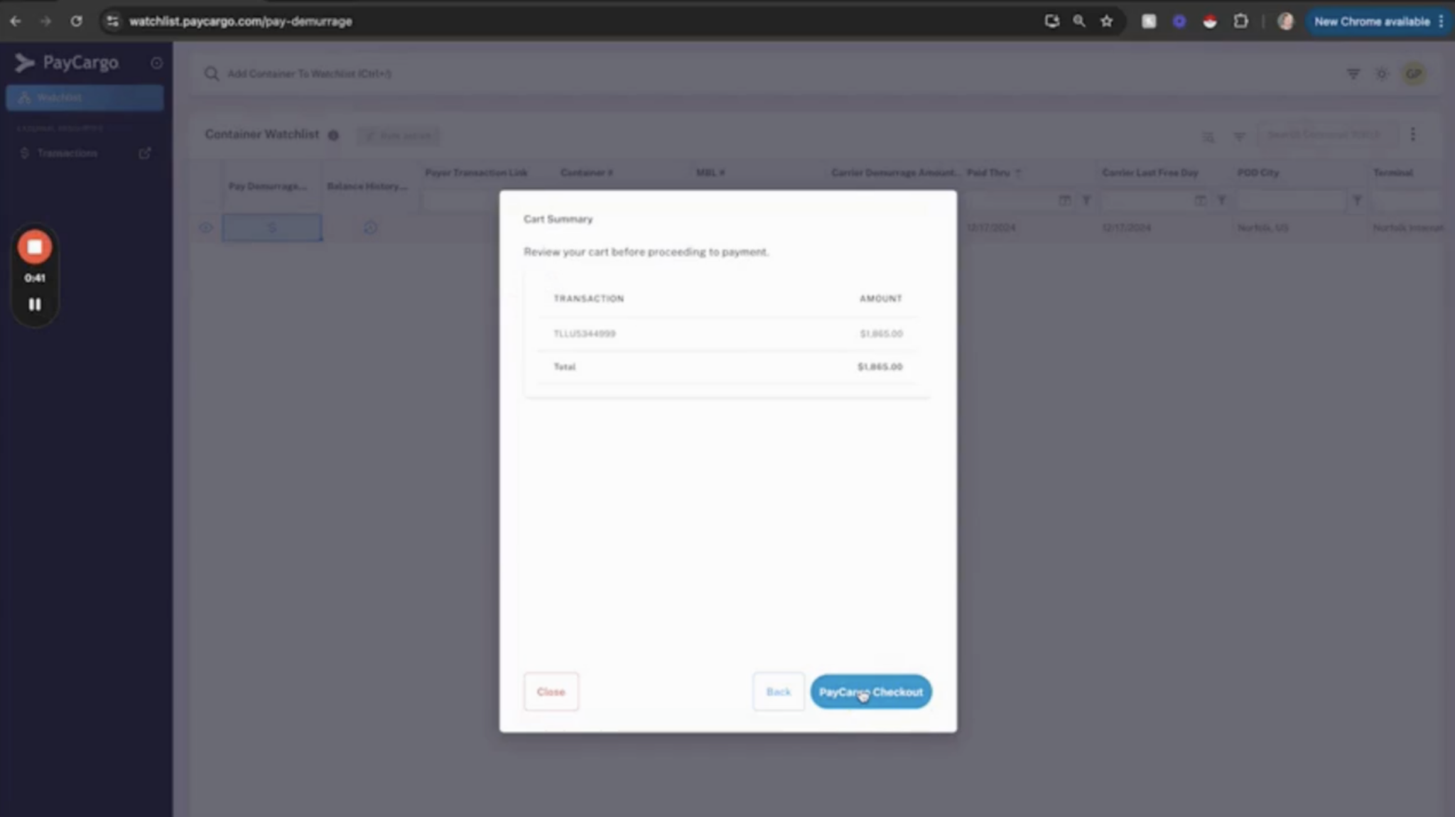 Trapac User Guide - PayCargo